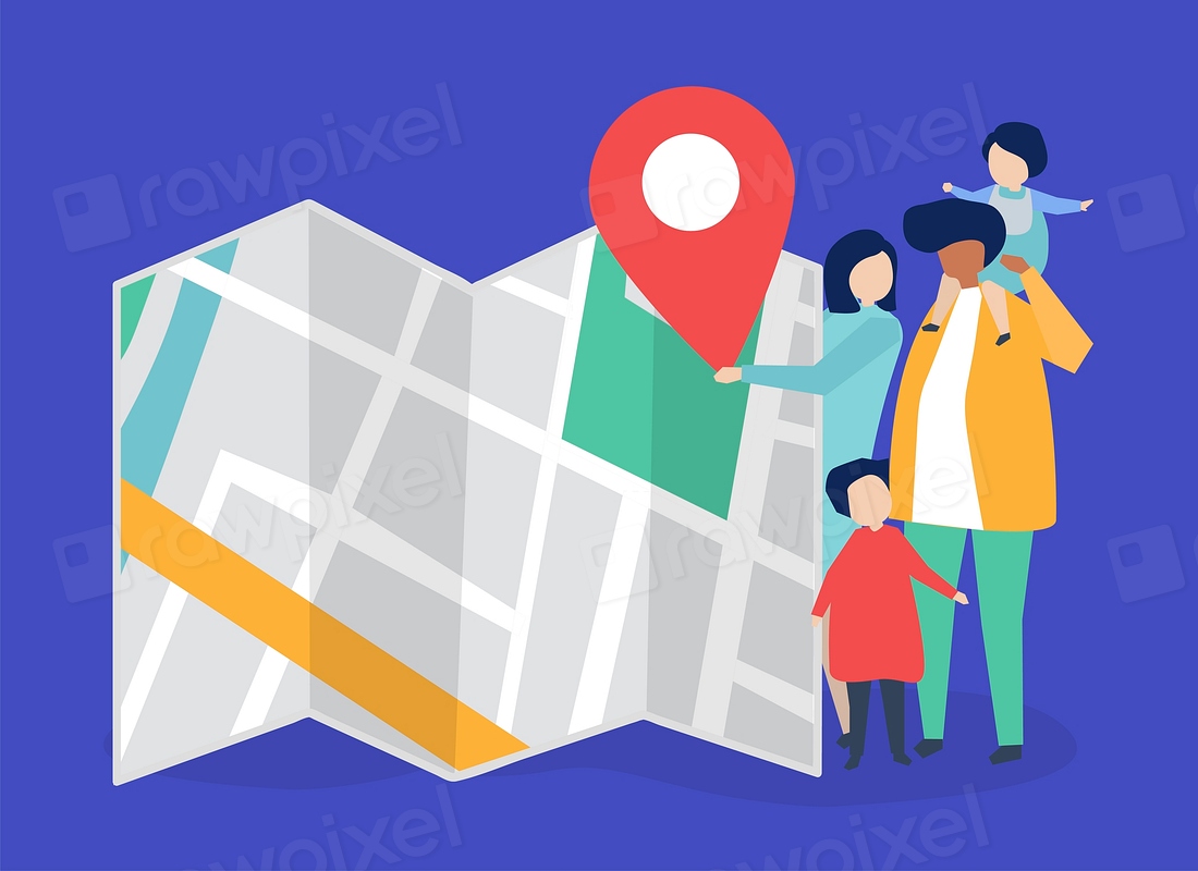 Characters family map and GPS | Premium Vector - rawpixel