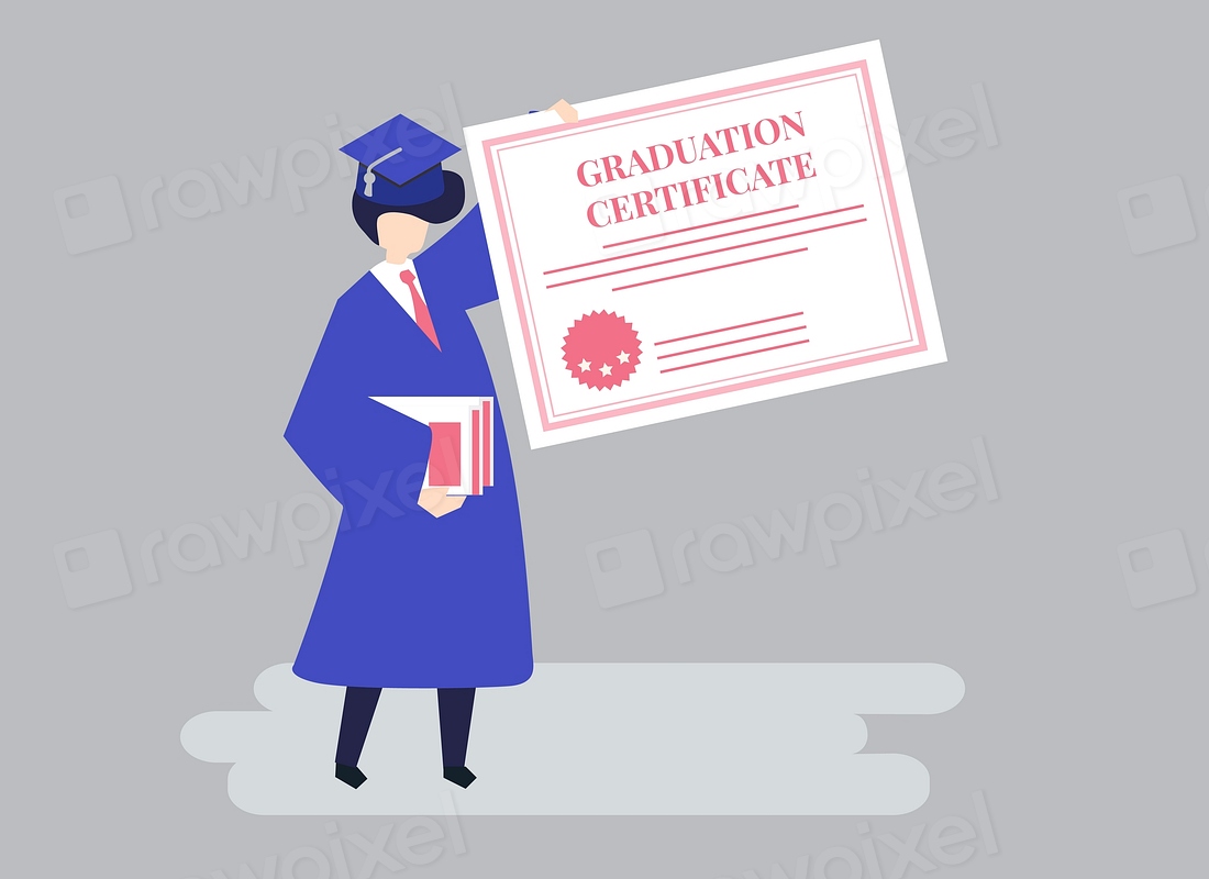 Character graduate holding graduation certificate | Premium Vector ...