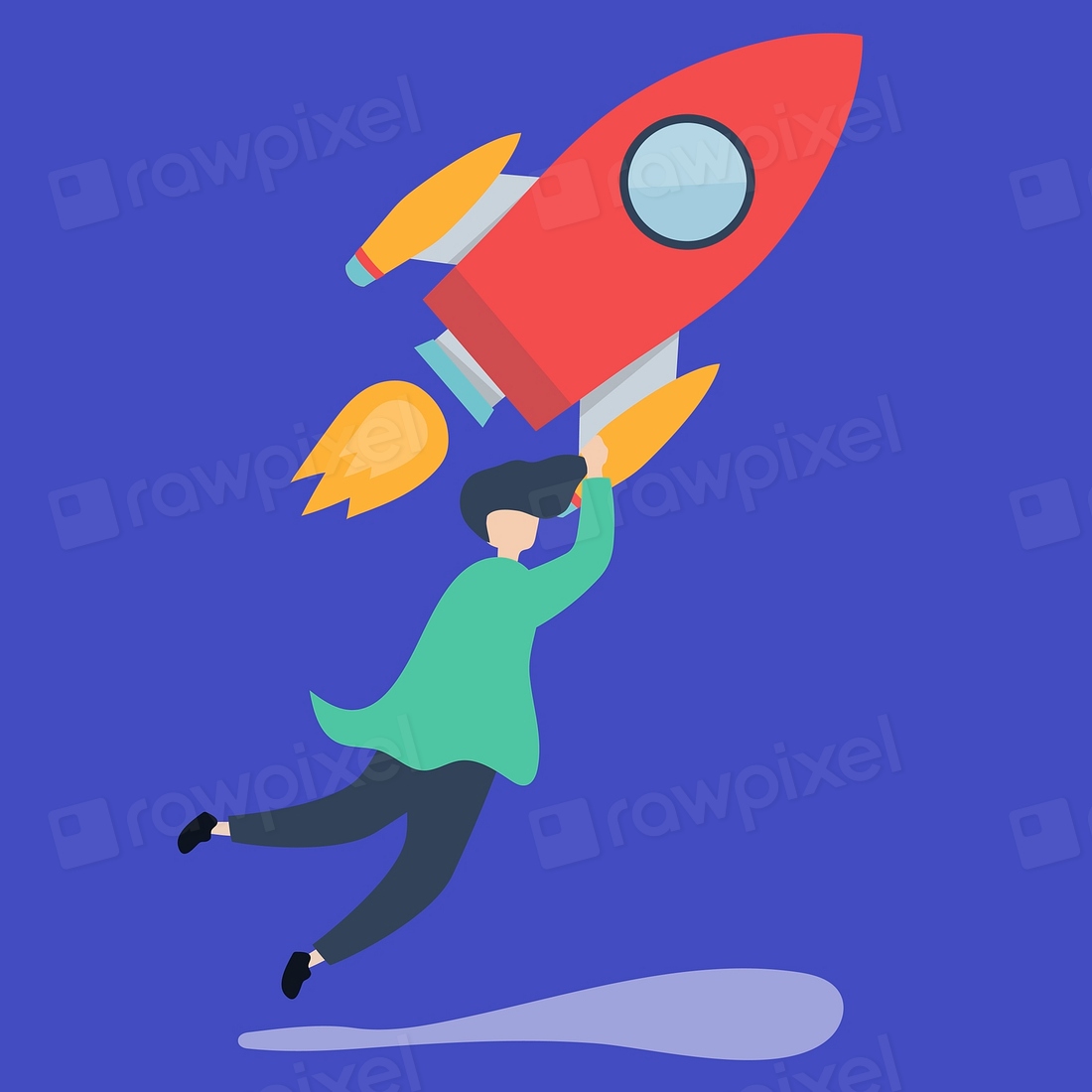man holding onto launched rocket | Premium Vector - rawpixel
