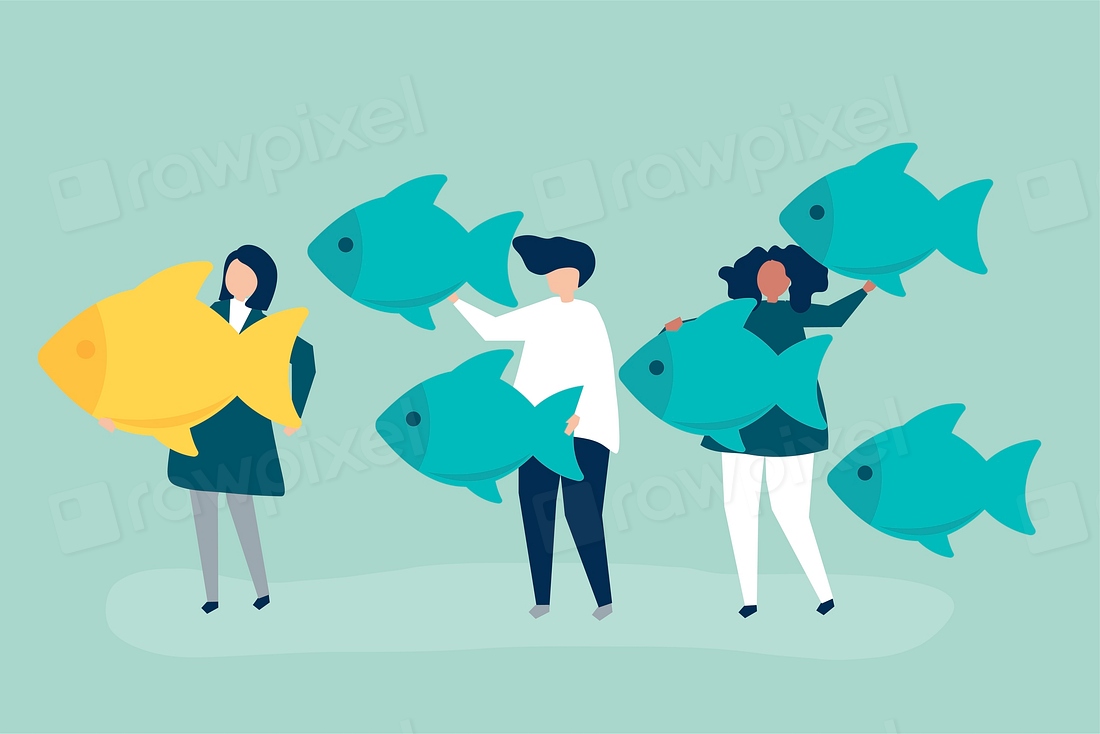 People carrying fish icons leadership | Premium Vector - rawpixel