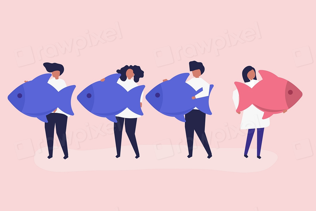 People carrying fish icons leadership | Premium Vector - rawpixel