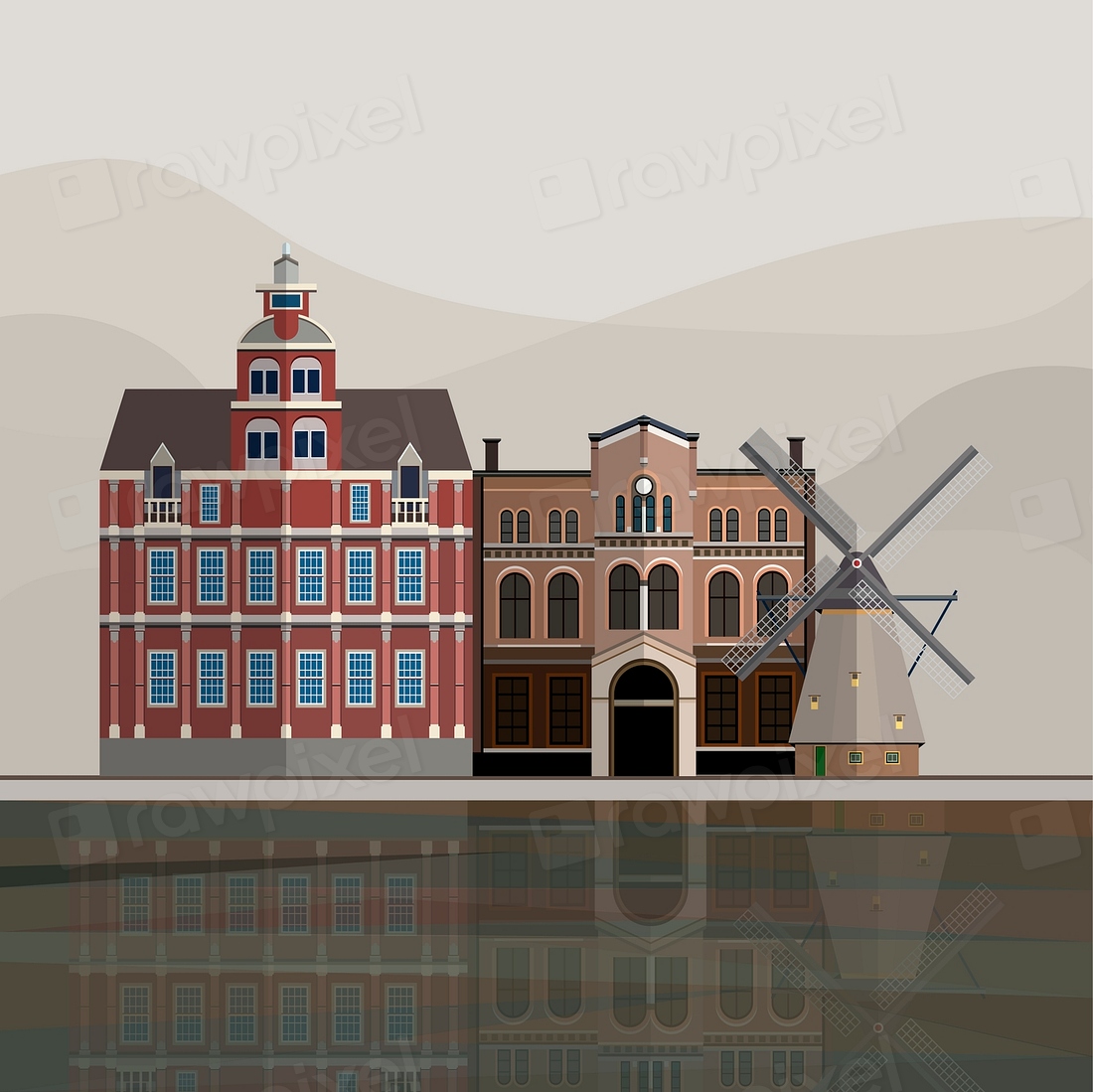 Illustration of Holland tourist attraction | Premium Vector ...