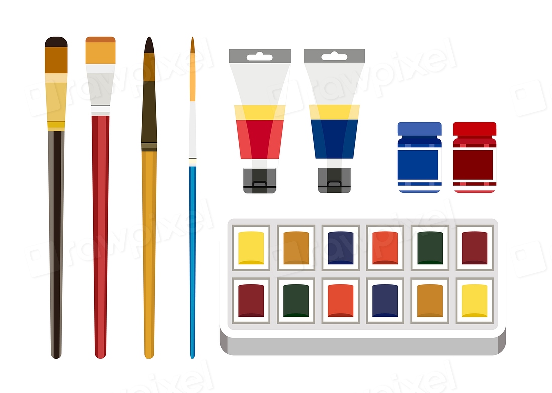Colorful painting tools isolated white | Premium Vector - rawpixel