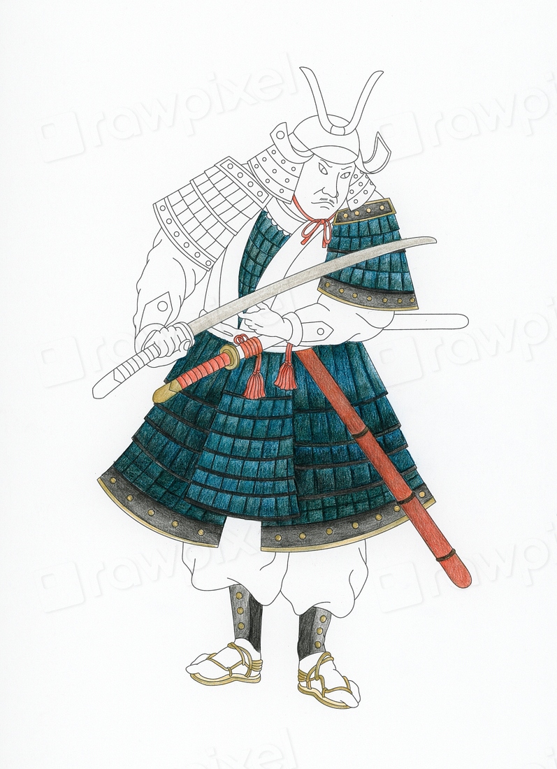 Samurai, Japanese warrior adult coloring | Free Photo - rawpixel
