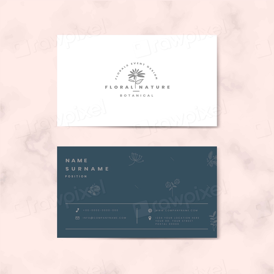 Two sided floral name card | Premium Vector - rawpixel