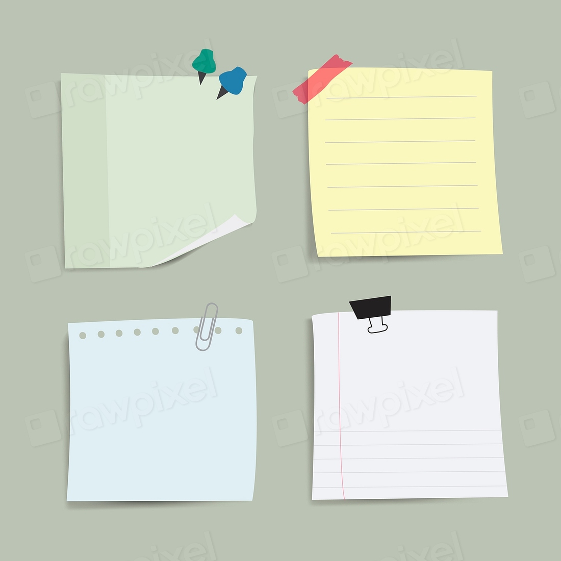Blank reminder paper notes vector | Premium Vector - rawpixel