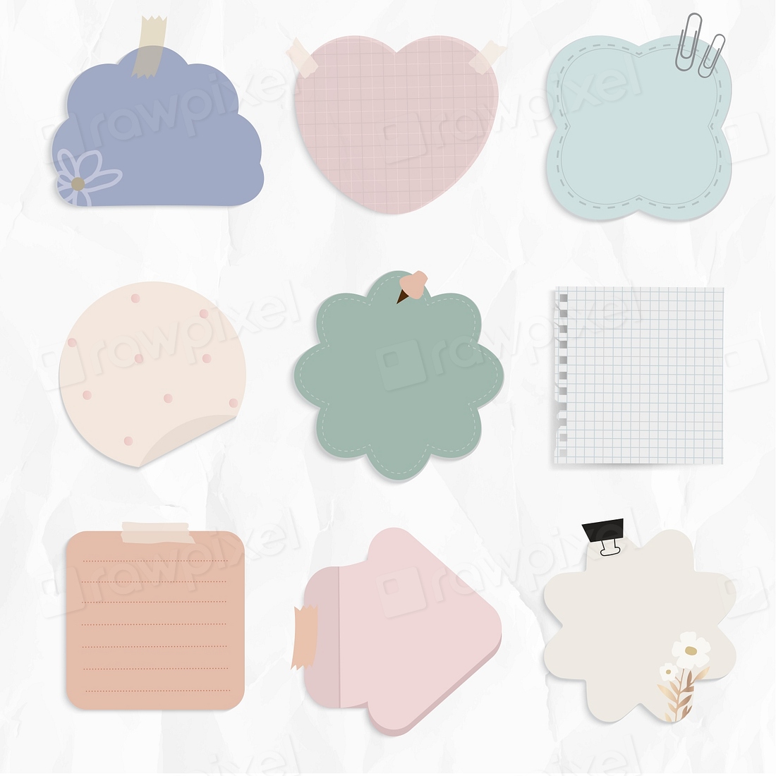 Set notepaper wrinkled paper background | Premium PSD - rawpixel