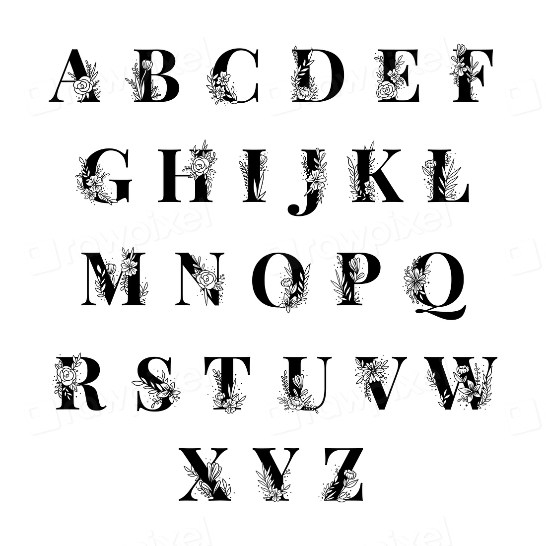 Botanical Alphabet capital letters vector | Premium Vector - rawpixel