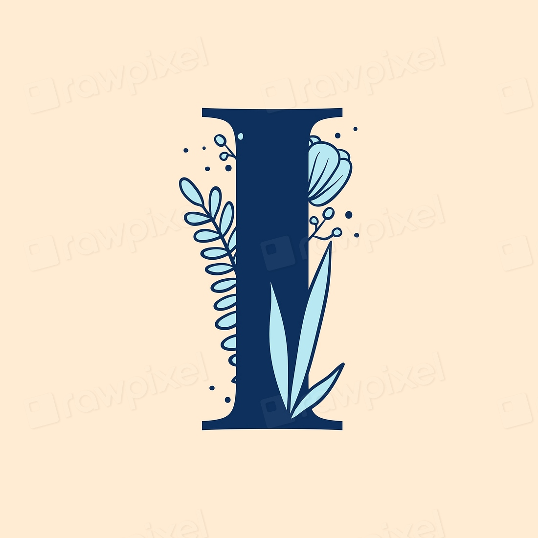 Letter I floral font typography | Premium PSD - rawpixel