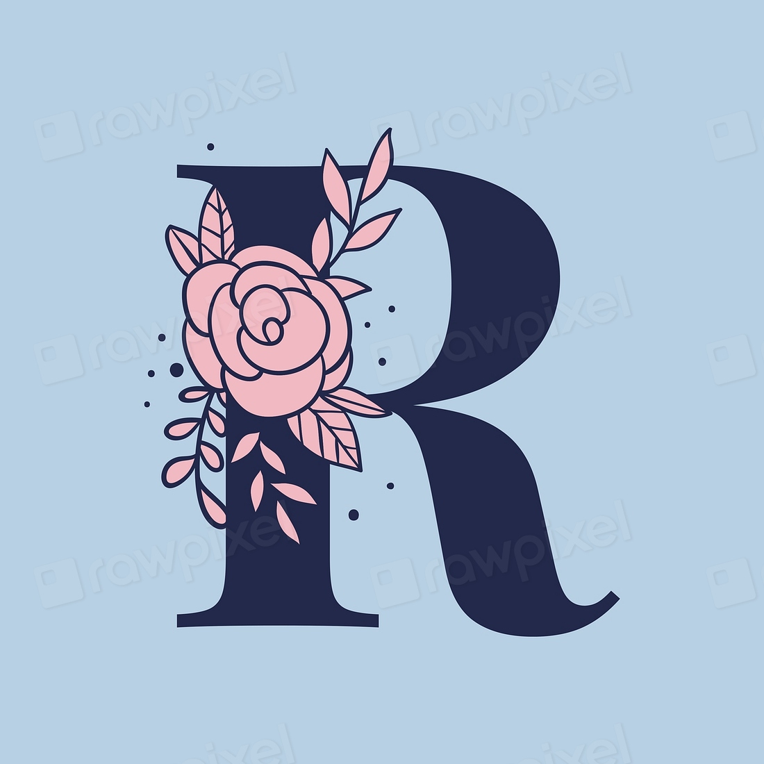 Floral letter R psd alphabet | Premium PSD - rawpixel