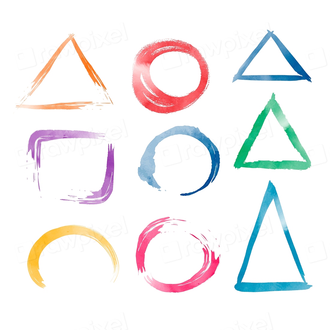 Watercolor geometric shapes vector set | Premium Vector - rawpixel