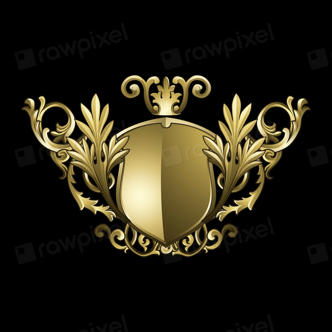 Golden Baroque shield elements vector | Premium Vector - rawpixel