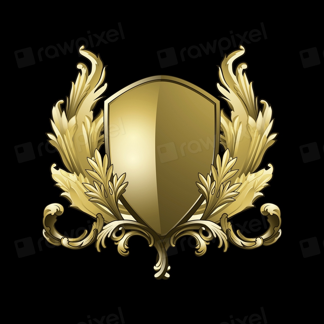 Golden Baroque shield elements vector | Premium Vector - rawpixel