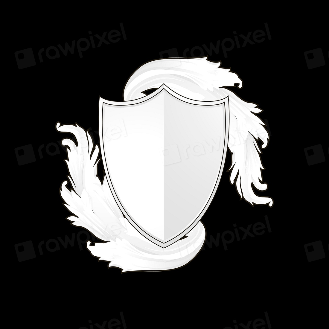 White Baroque shield elements vector | Premium Vector - rawpixel