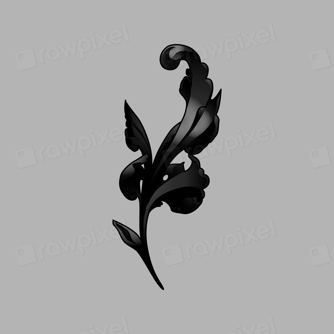 Black Baroque floral elements vector | Premium Vector - rawpixel