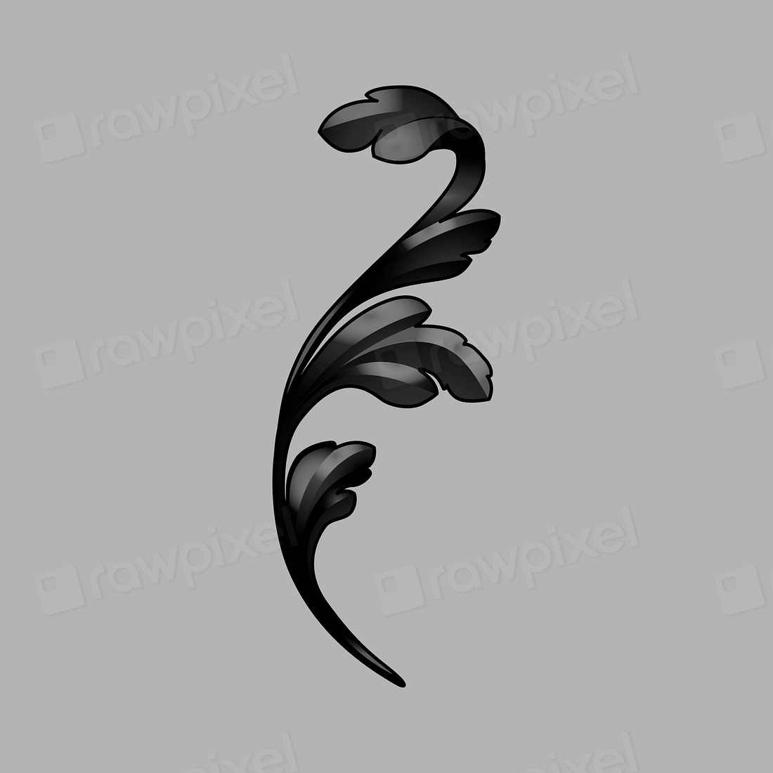 Black Baroque floral elements vector | Premium Vector - rawpixel