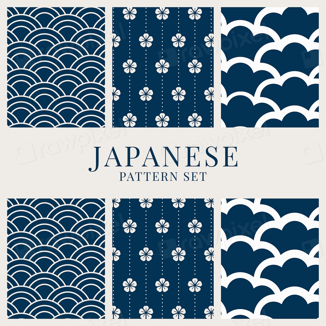 Japanese-inspired pattern vector set | Premium Vector - rawpixel