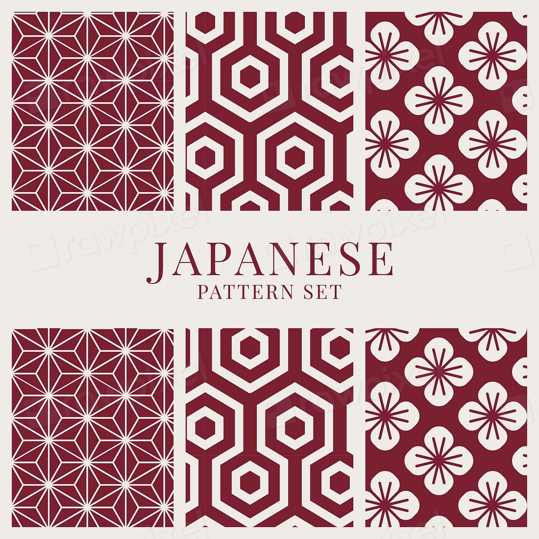 Japanese-inspired pattern vector set | Premium Vector - rawpixel