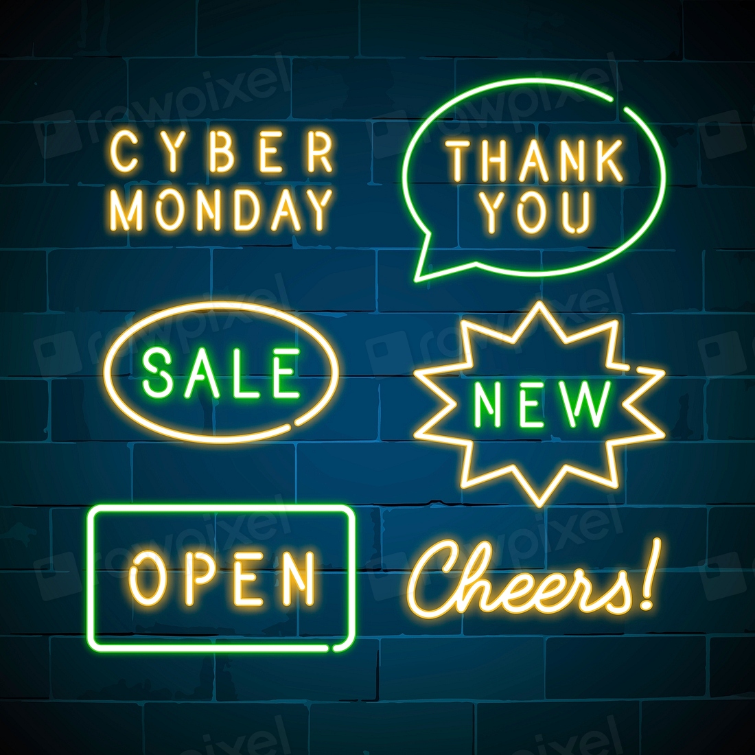 Mixed neon signs vector set | Premium Vector - rawpixel