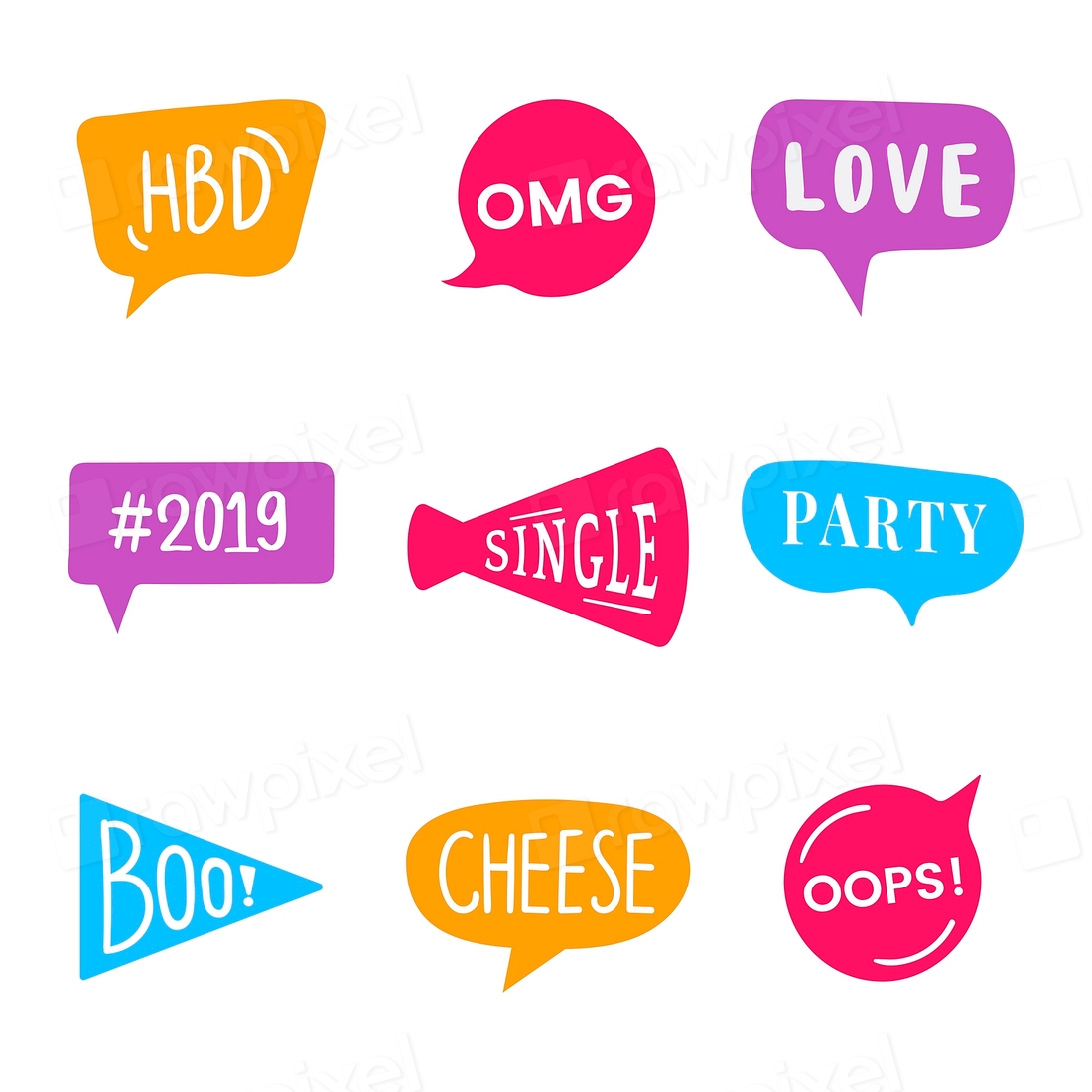 Word expressions set party photo | Free Vector - rawpixel