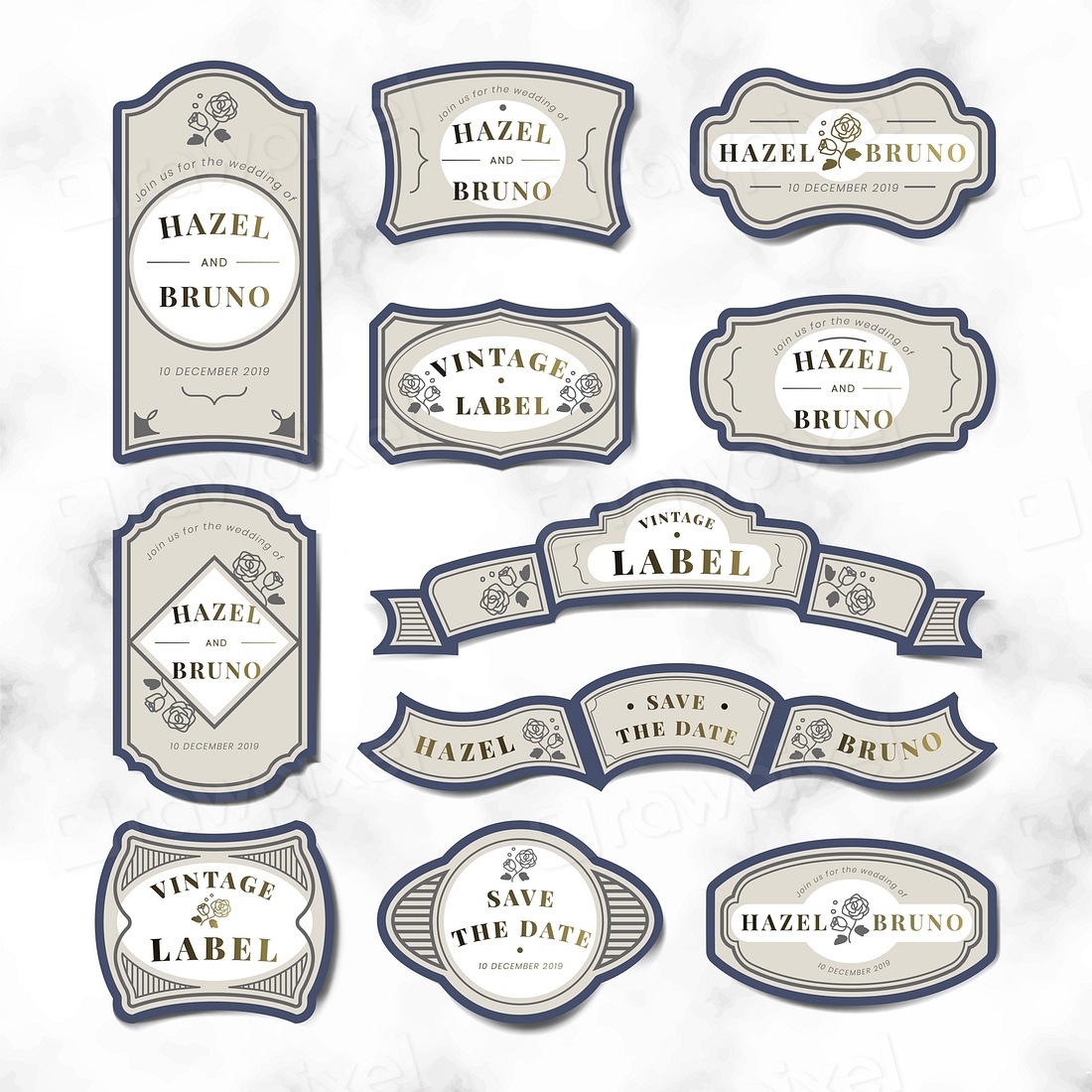 Vintage wedding invitation label vector | Premium Vector - rawpixel