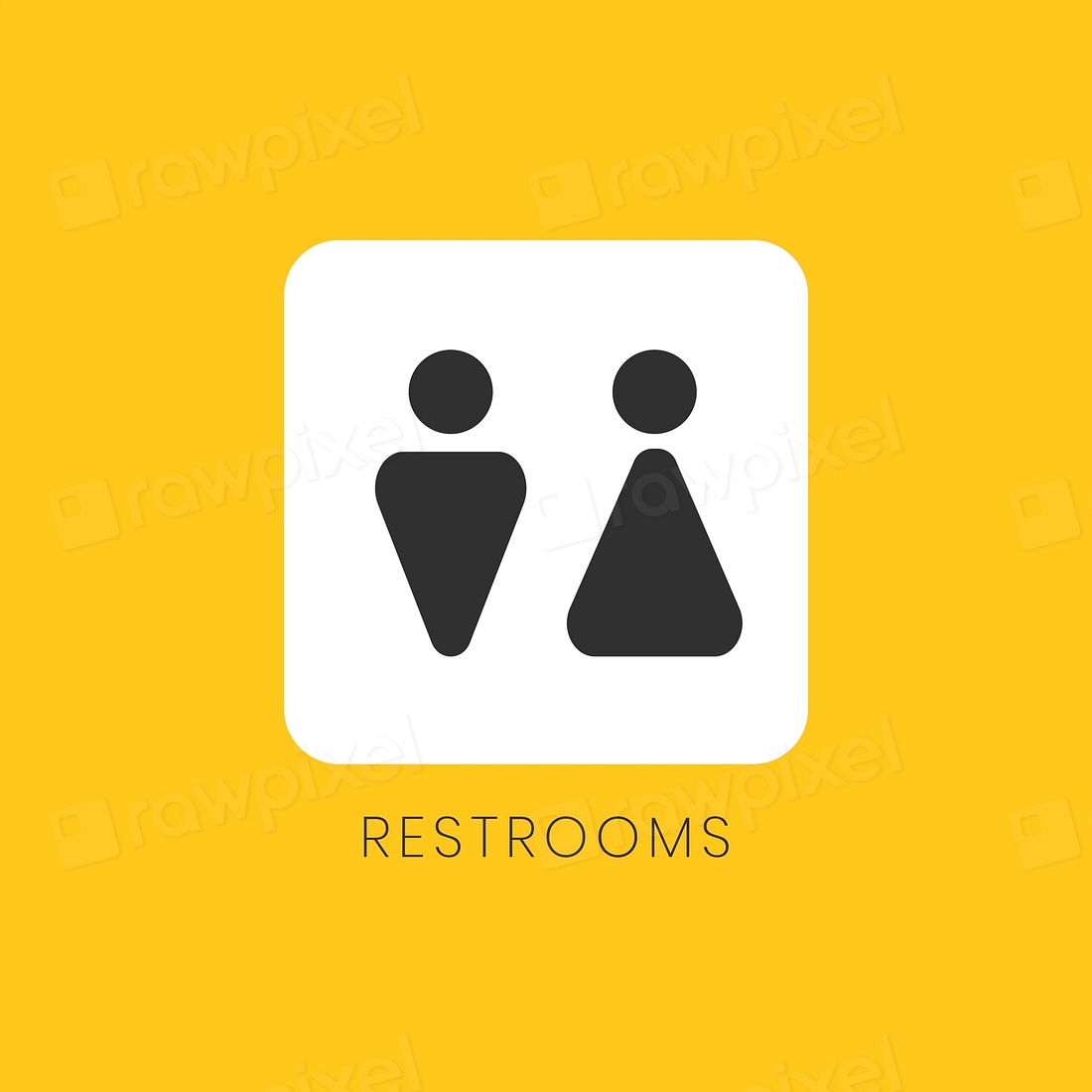 Yellow and white restrooms sign | Premium Vector - rawpixel