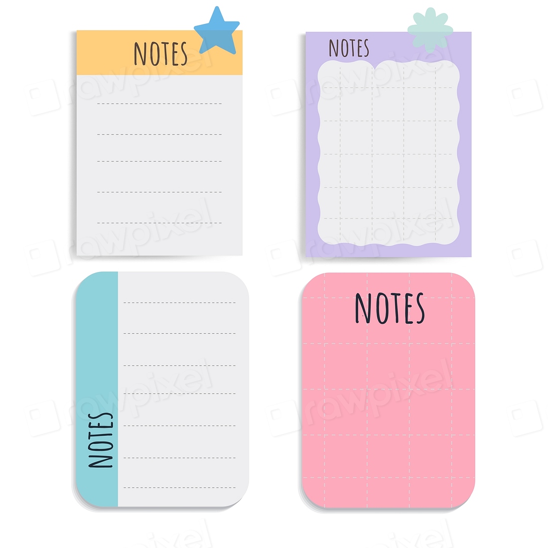 Cute note papers vector set | Premium Vector - rawpixel