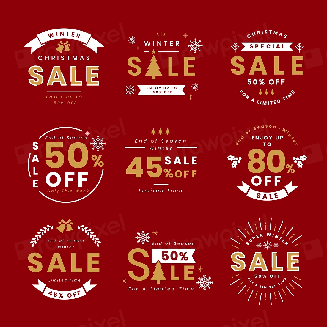 Set of Christmas promotion vectors | Premium Vector - rawpixel