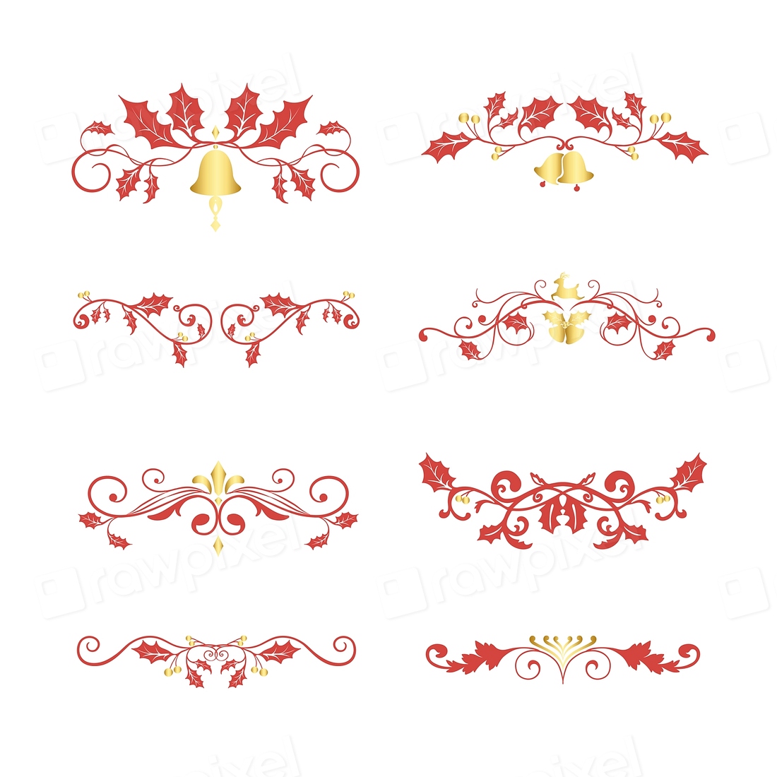 Set decorative Christmas designs vector | Premium Vector - rawpixel