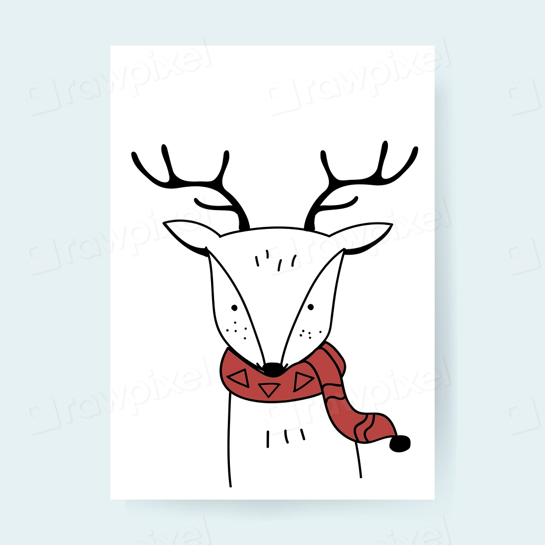 Hand drawn deer enjoying Christmas | Premium Vector - rawpixel
