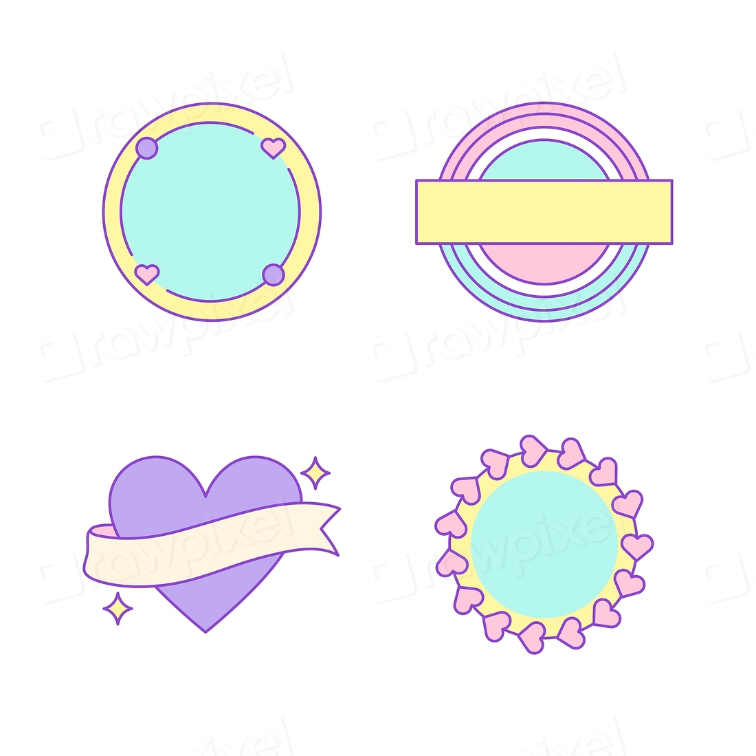 Set cute and girly badge | Premium Vector - rawpixel