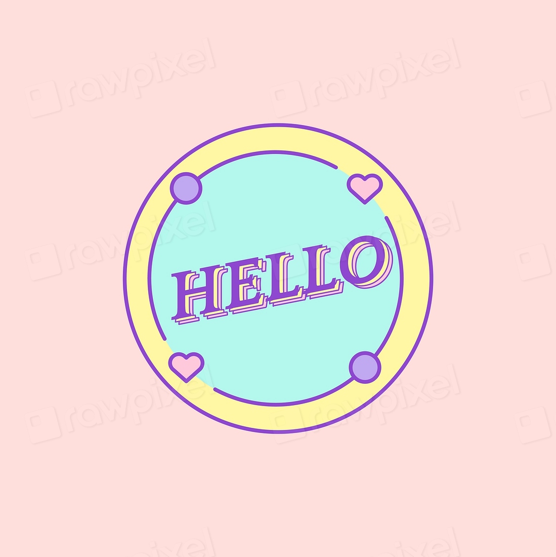 Cute and girly Hello badge | Premium Vector - rawpixel