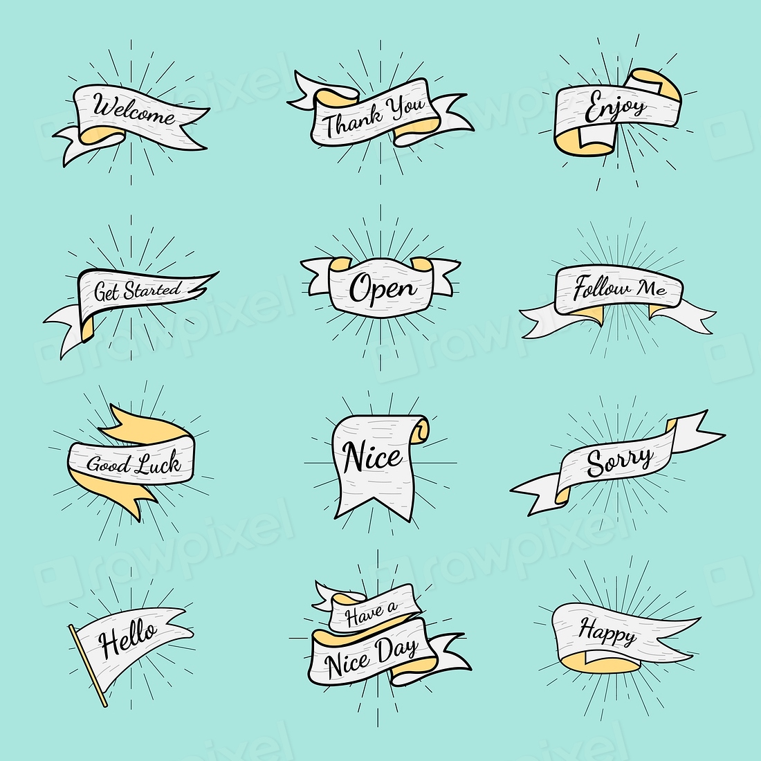 Banners with texts vector set | Free Vector - rawpixel