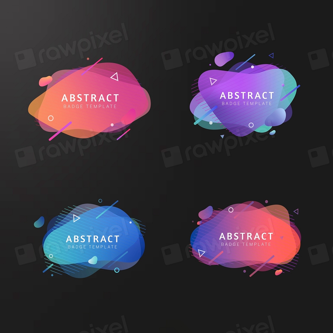 Colorful abstract oval badge vectors | Premium Vector - rawpixel