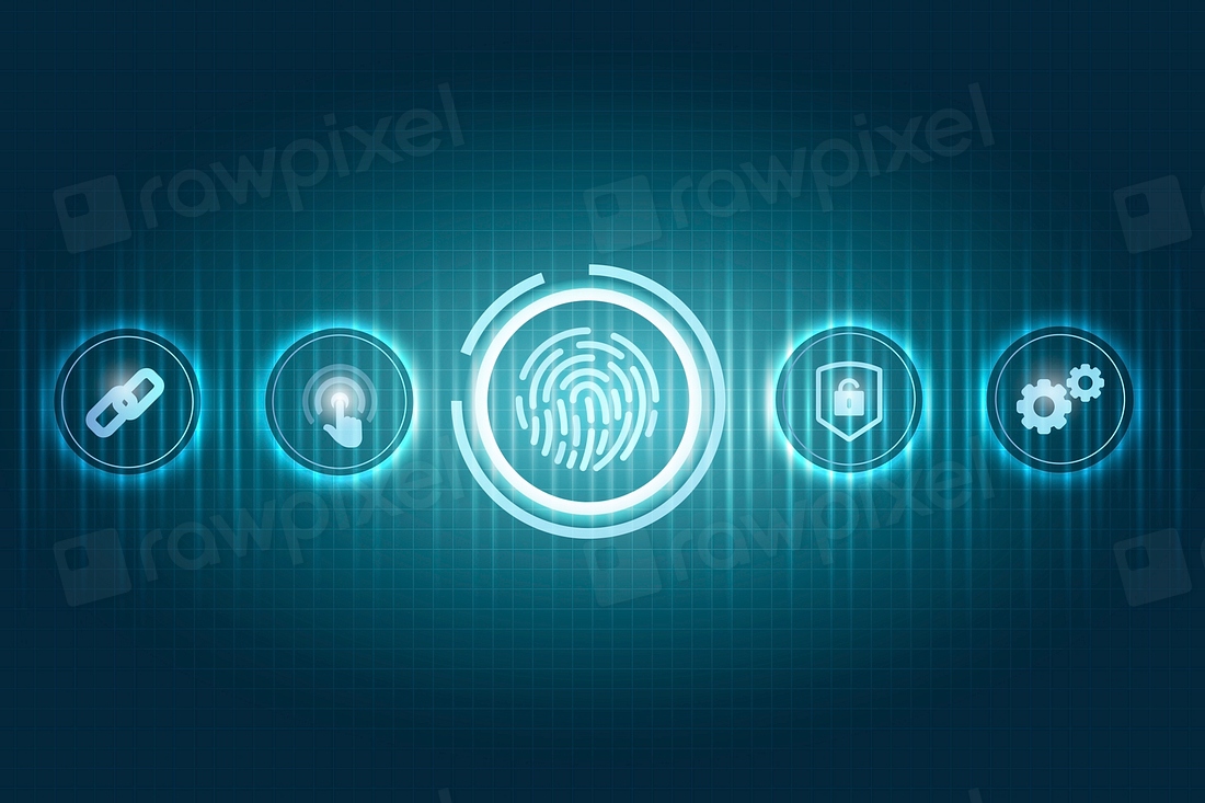 Blue finger scan biometric identity | Premium Vector - rawpixel