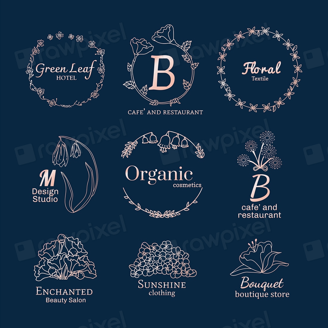 Floral feminine logo design set | Premium Vector - rawpixel