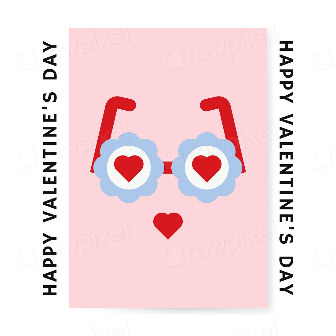 Valentine's day card glasses heart | Free Vector - rawpixel