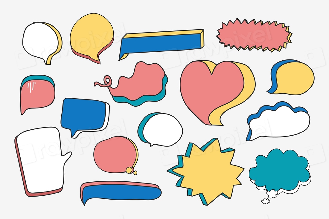 Colorful doodle speech bubble vectors | Premium Vector - rawpixel