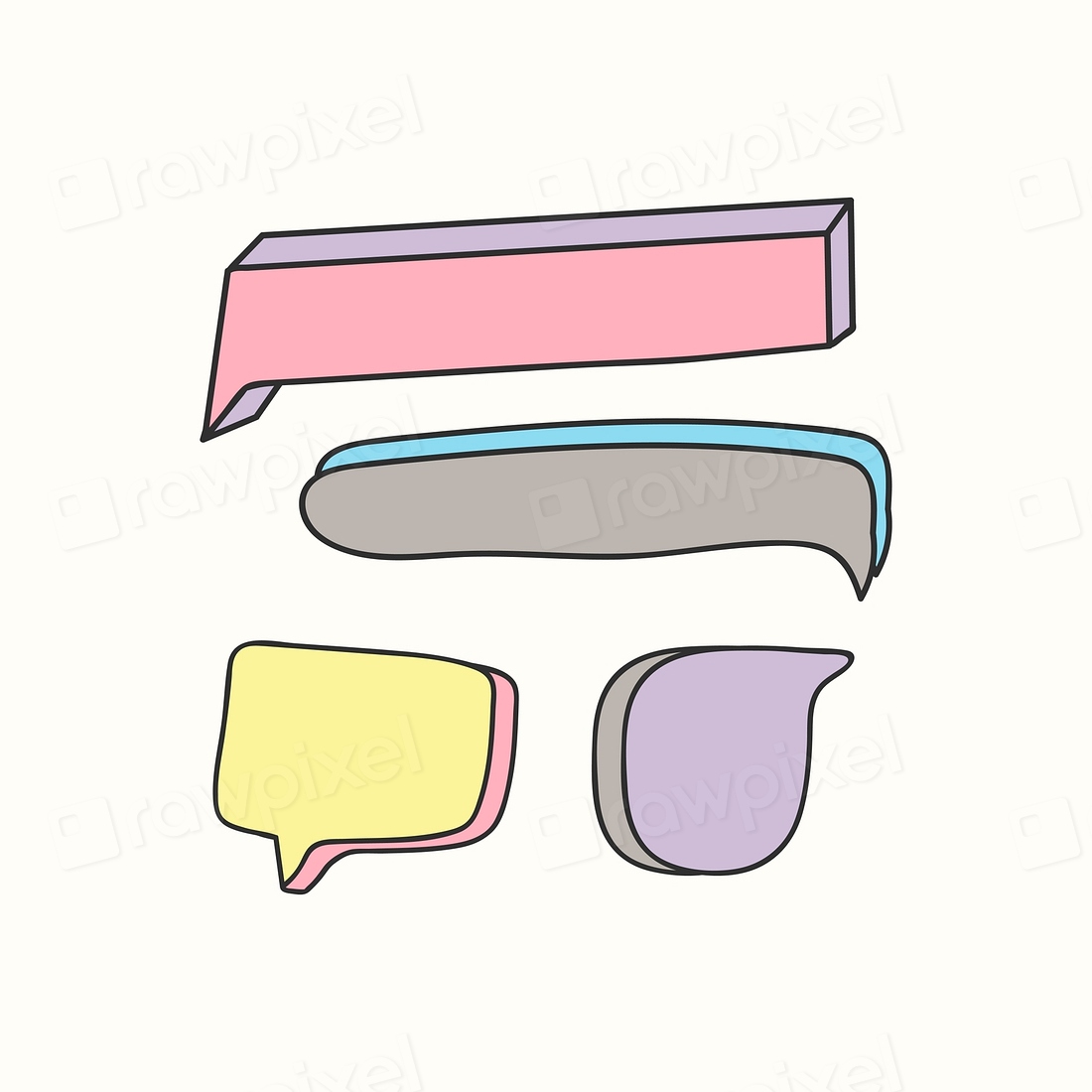Colorful doodle speech bubble vectors | Premium Vector - rawpixel