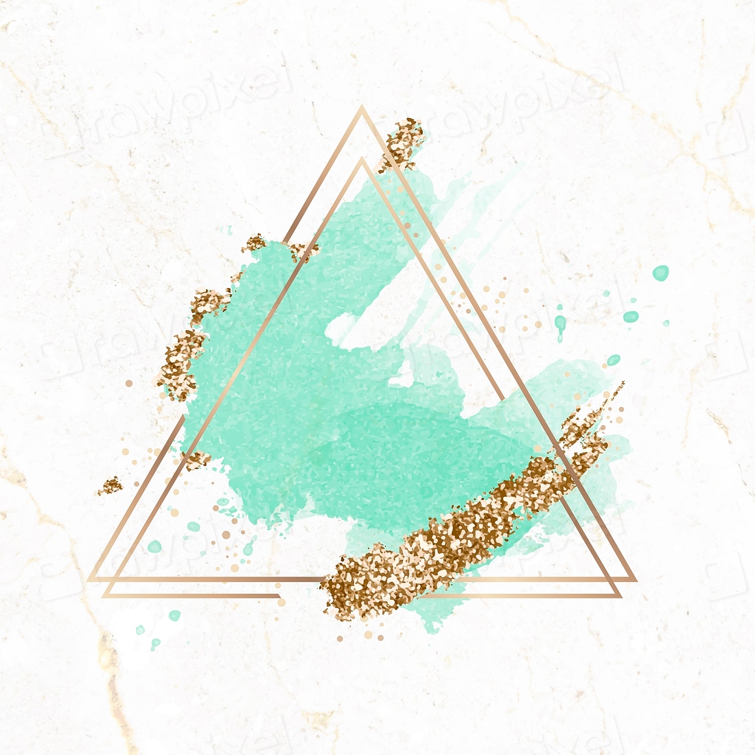 Gold triangle frame green watercolor | Premium Vector - rawpixel