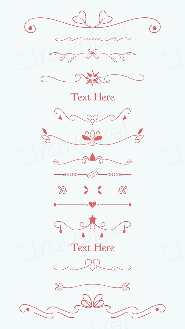 Red feminine ornamental dividers vector | Premium Vector - rawpixel