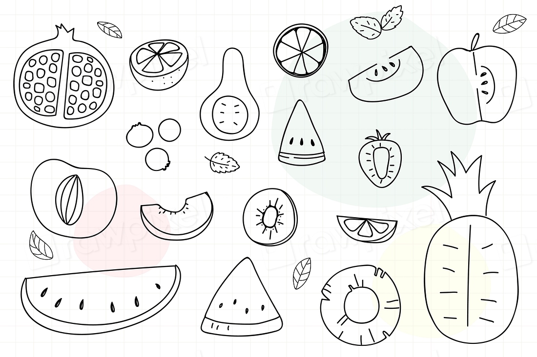 Summertime fruit doodle vector collection | Premium Vector - rawpixel