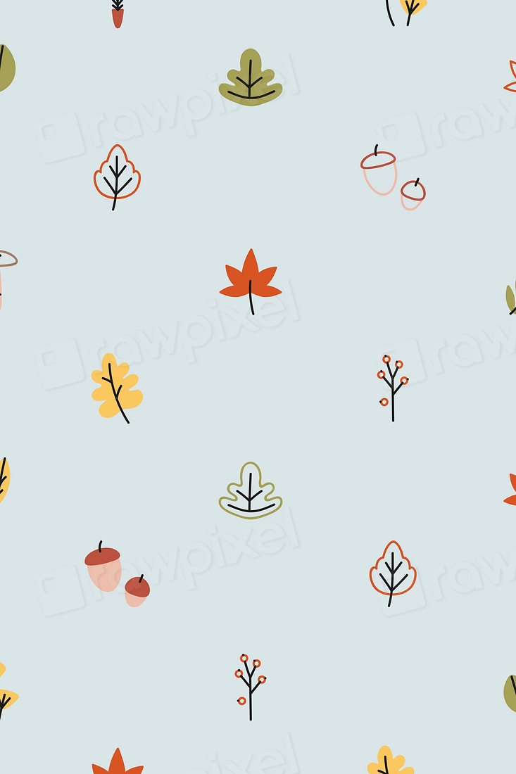 Colorful leaves blue wallpaper vector | Premium Vector - rawpixel