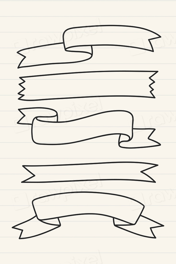 Hand drawn ribbon collection vector | Premium Vector - rawpixel