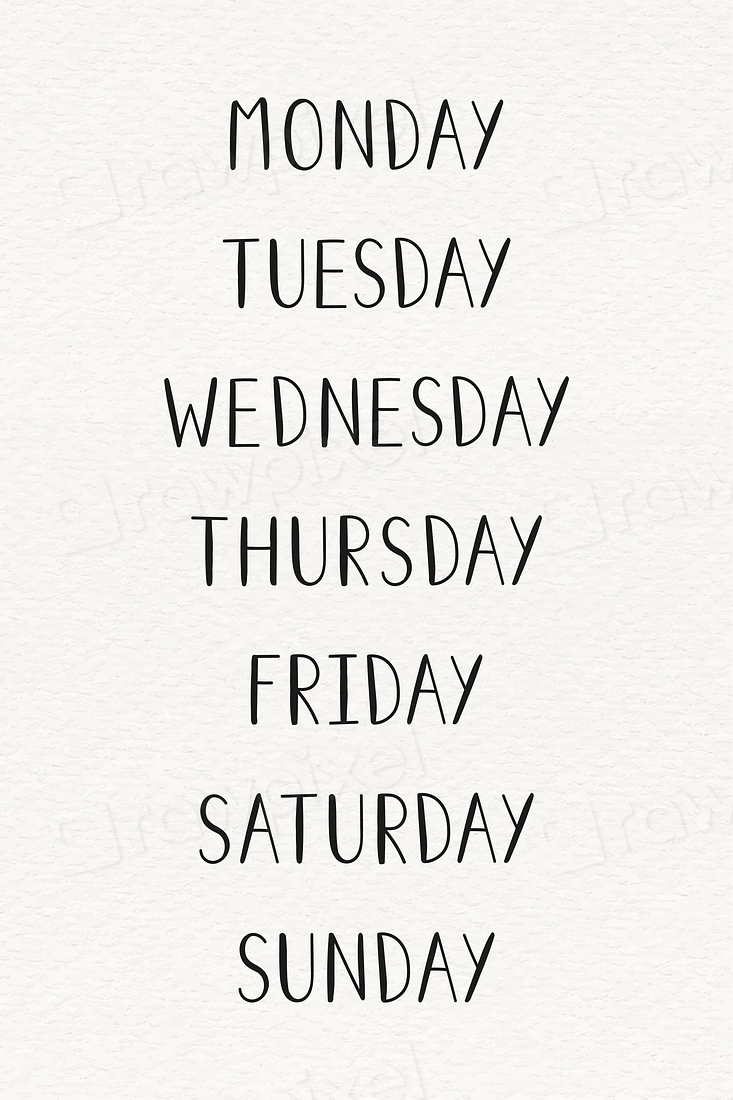 Weekdays typography collection vector | Premium Vector - rawpixel