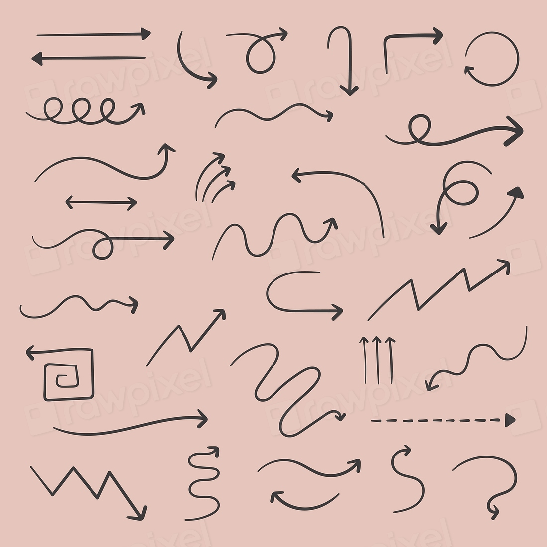 Black arrow doodle vector collection | Premium Vector - rawpixel