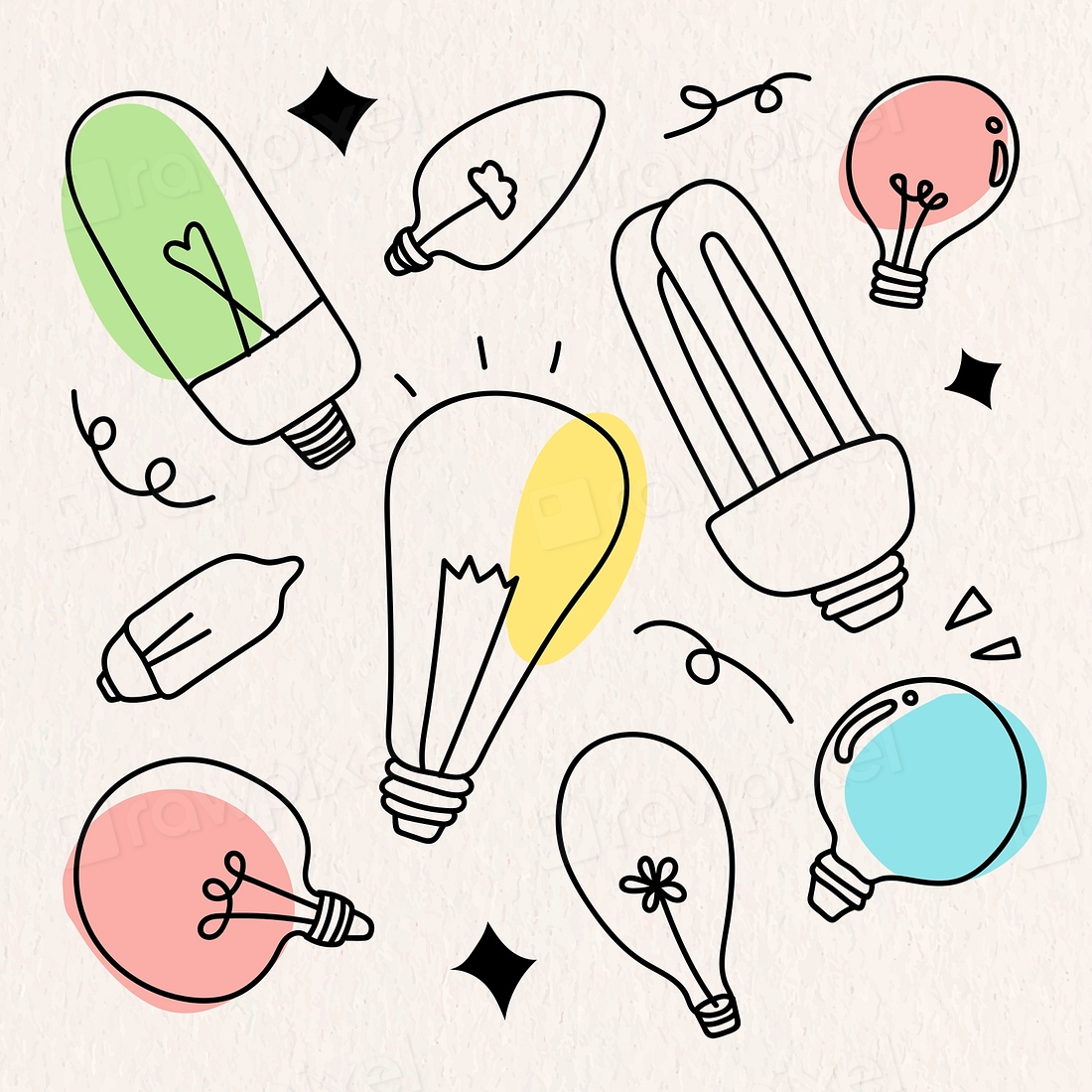 Glowing light bulb drawing psd | Premium PSD - rawpixel