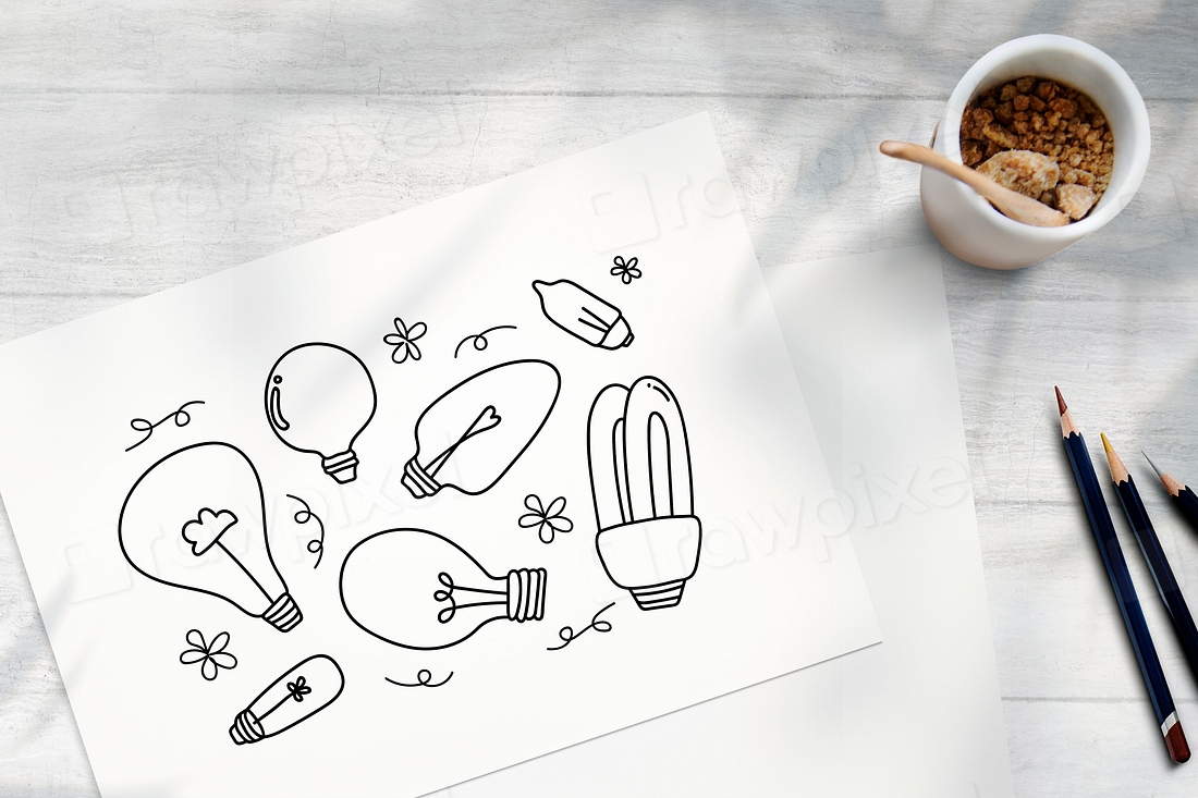 Creative light bulb doodle vector | Premium PSD Mockup - rawpixel
