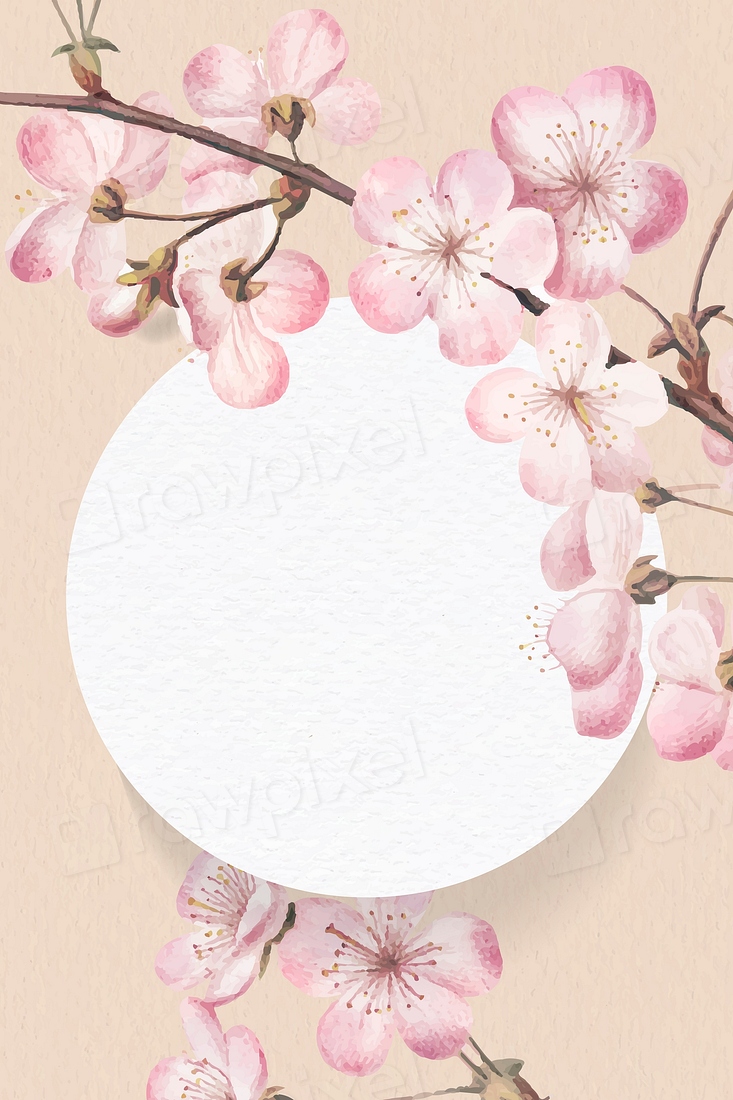 Round cherry blossom frame vector | Premium Vector - rawpixel
