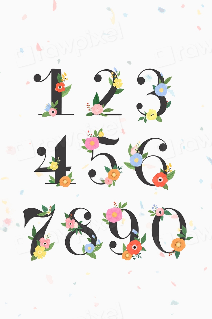 Floral number 0-9 vector set | Premium Vector - rawpixel